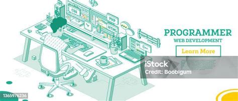 Programmer Frontend Atau Backend Developer Duduk Di Kursi Dengan Roda