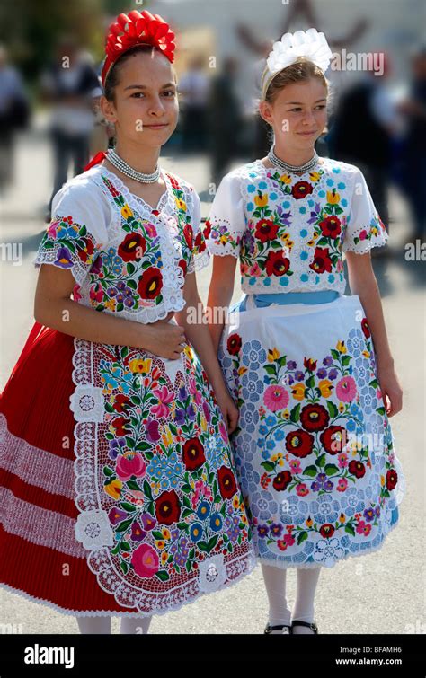 Young Women In Traditional Kalocsa Dress At The Paprka Festival