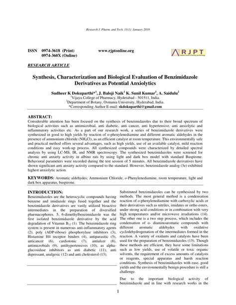 Pdf Synthesis Characterization And Biological Evaluation Of