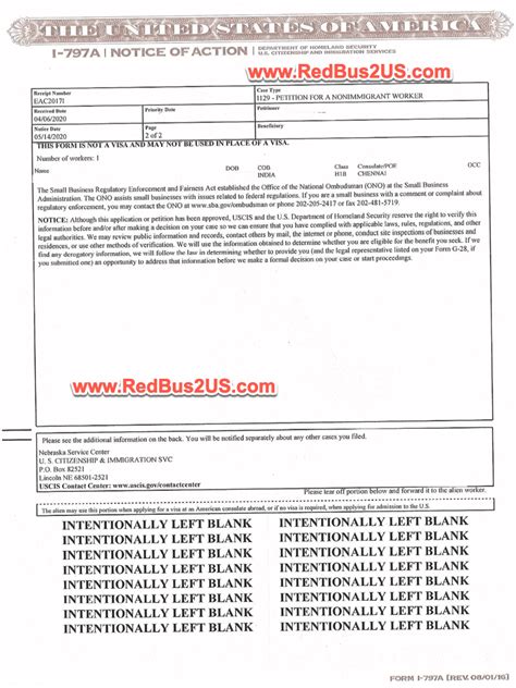 Sample H1b Visa Approval Notice I 797a Fields Meaning 2024