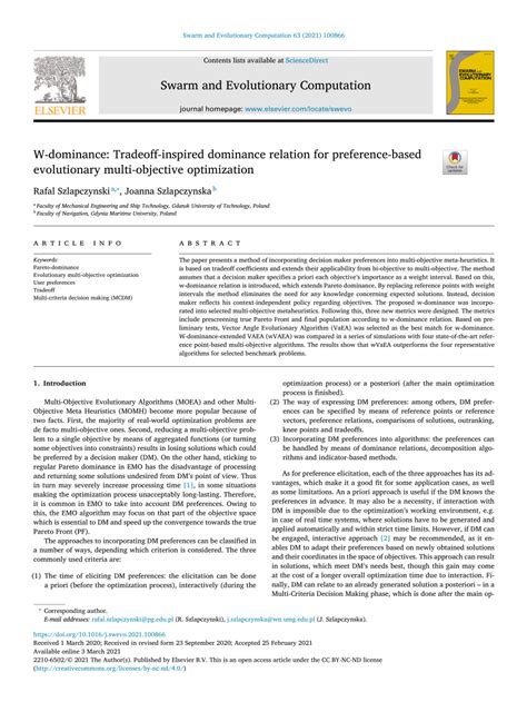 Pdf W Dominance Tradeoff Inspired Dominance Relation For Preference