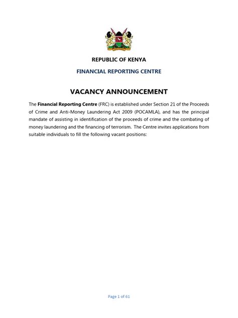 Frc Vacancy Announcement Various Positions August 2017 Pdf