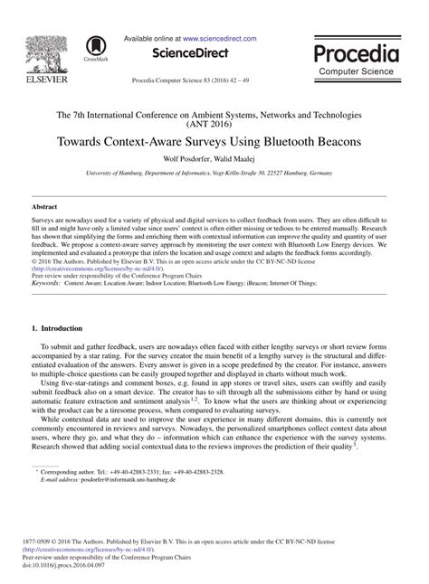 Pdf Towards Context Aware Surveys Using Bluetooth Beacons