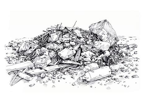 Trash Beach Drawing Illustrated Sketch Free Photo Illustration Rawpixel