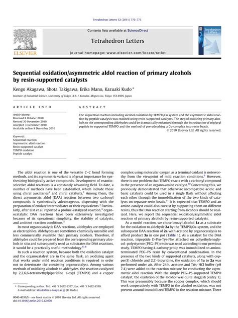 Pdf Sequential Oxidationasymmetric Aldol Reaction Of Primary