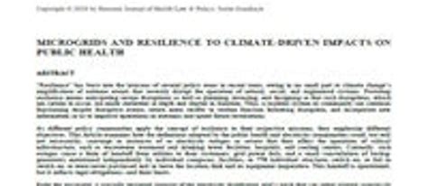 Microgrids And Resiliency Impact On Public Health Microgrid Knowledge