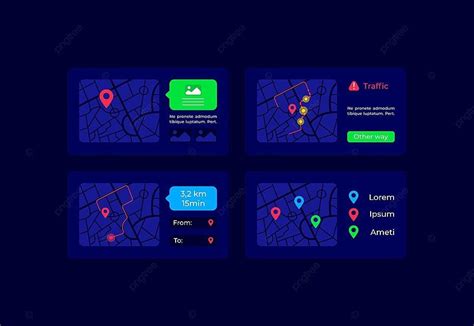 routes on map ui elements kit dashboard mode webpage vector dashboard