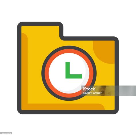 시간 아이콘이 있는 파일 폴더입니다 파일 폴더 그림입니다 플랫 벡터 아이콘입니다 아이콘 디자인 요소 Ui 웹 앱에 사용할 수 있습니다 0명에 대한 스톡 벡터 아트 및 기타