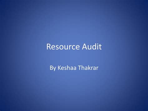Resource Audit Ppt