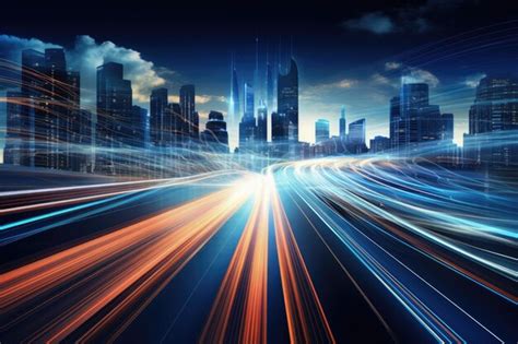 Premium Photo The Idea Is To Depict The Rapid Transfer Of Digital Data On A Road By Applying