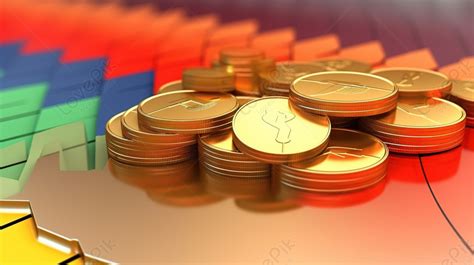 투자 시장 데이터 사업에서 하락 추세 화살표 차트를 동반한 동전의 3d 그림 동반 배경 투자 차트 배경 마케팅 일러스트레이션 배경 이미지 Hd 동반 투자 차트