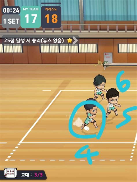 해연갤 게임 하이큐 리베로 로테 헷갈려서 직접 돌려봄 리베로가 벤치 시작일 때