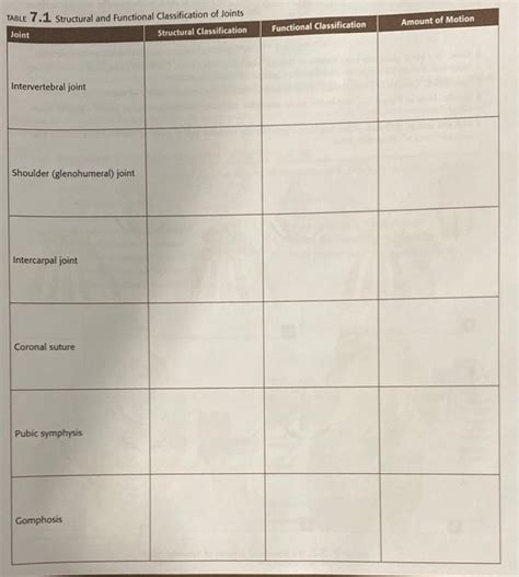 Solved Table 71 Structural And Functional Classification Of