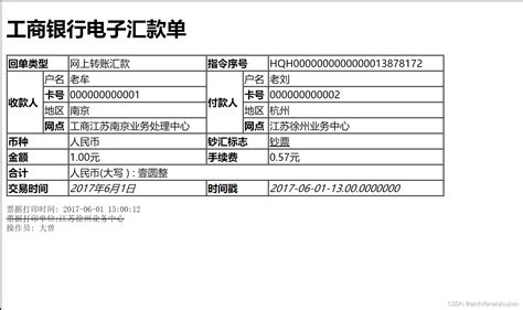 工商银行网上转账汇款电子回单详情 Csdn博客