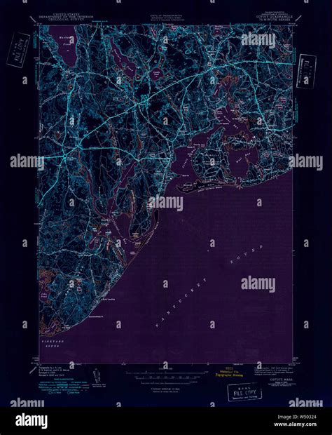 Massachusetts Usgs Historical Topo Map Ma Cotuit 351630 1943 31680 Inverted Restoration Stock