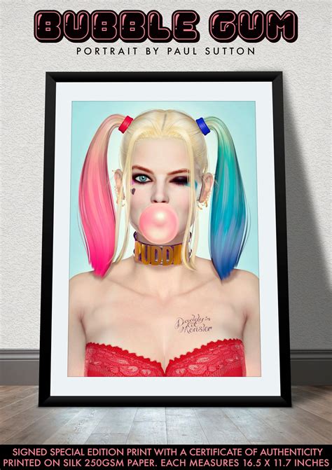 Margot Robbie Sexy Harley Quinn Suicide Squad Bubble Gum Dc Comic