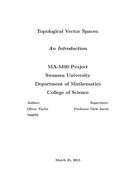 Topological Vector Spaces Final Draft Pdf