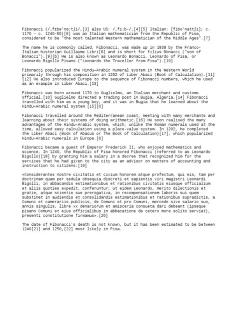 Fibonacci Pdf Mathematical Notation Lexicology