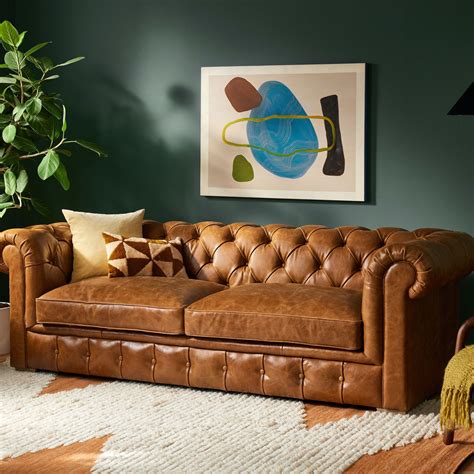 Clayton Leather Sofa Mid Century Modern Leather Sofa Vintage Leather