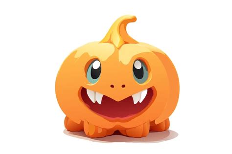 Vector Calabaza De Halloween Con Ojos Verdes Sonriendo Jack O Linterna