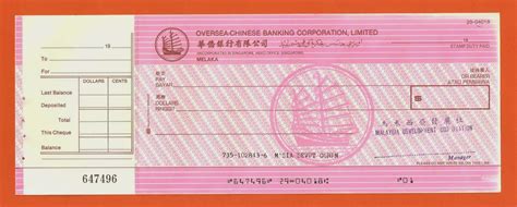 JM COLLECTIONS JM NUMISMATIC A BANK OCBC N HSBC CHEQUE