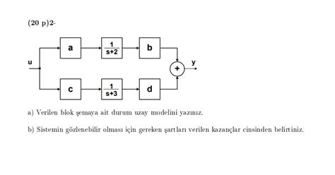 Solved A Write The State Space Model For The Given Block Chegg Com