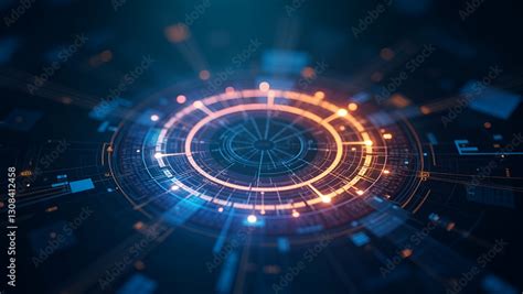 Flat A Glowing Circular Chart Shows Progress In Multiple Operational Areas Holographically