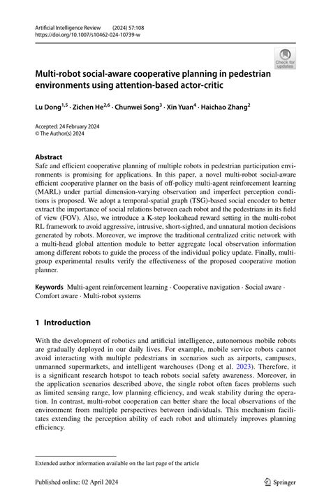 Pdf Multi Robot Social Aware Cooperative Planning In Pedestrian Environments Using Attention