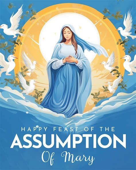 Premium Psd Assumption Of Mary Illustration With Feast Of The Blessed