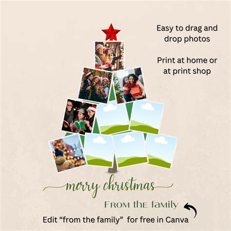 Photo Collage Christmas Tree Shape Photo College Template Printable Noel Theme Photo Collage
