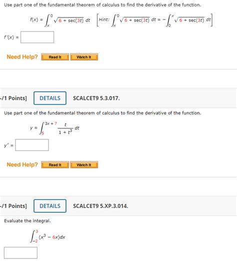 Solved Use Part One Of The Fundamental Theorem Of Calculus Chegg