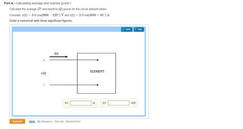 solved part a calculating average and reactive power l