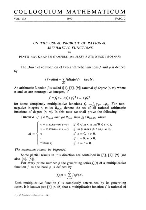 Pdf On The Usual Product Of Rational Arithmetic Functions