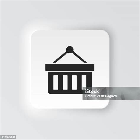 사각형 단추 아이콘 바구니입니다 단추 배너 동형 스타일에 응용 프로그램 일러스트레이션을 위한 사각형 배지 인터페이스 가방에 대한 스톡 벡터 아트 및 기타 이미지 Istock