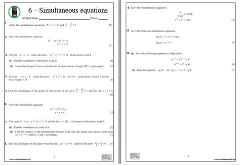 Maths Simultaneous Equations Additional Maths