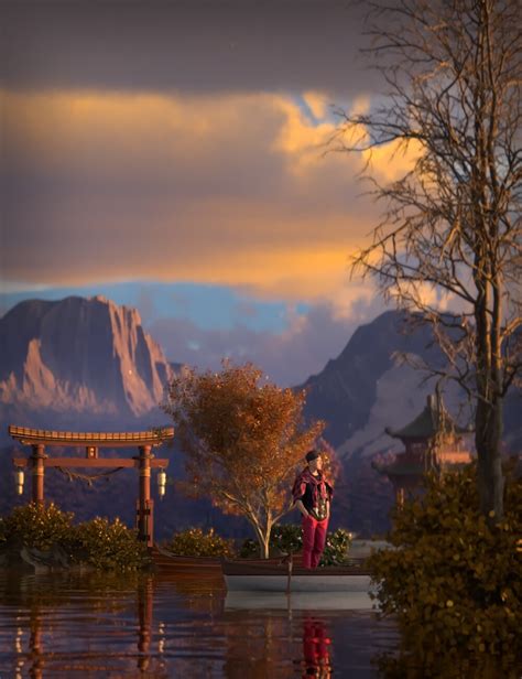 Kumar Sayan Barui Sunset By The Lake Blender Art Work