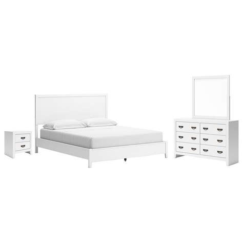Ashley Binterglen 4 Piece King Panel Bedroom Set In White