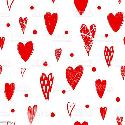 직물 배경 엽서 벽지 종이에 대한 손으로 그린 질감 하트와 원활한 패턴 벡터 일러스트 패턴입니다 하트 백그라운드 검은색에 대한 스톡 벡터 아트 및 기타 이미지 Istock
