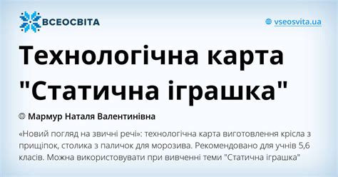 Технологічна карта Статична іграшка Інші методичні матеріали Трудове навчання