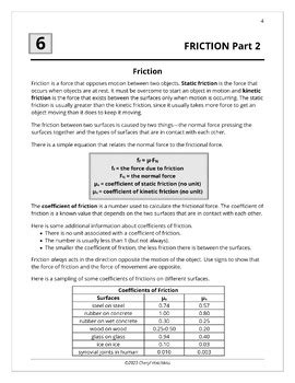 Friction Lessons And Worksheets Physical Science Or Physics TPT