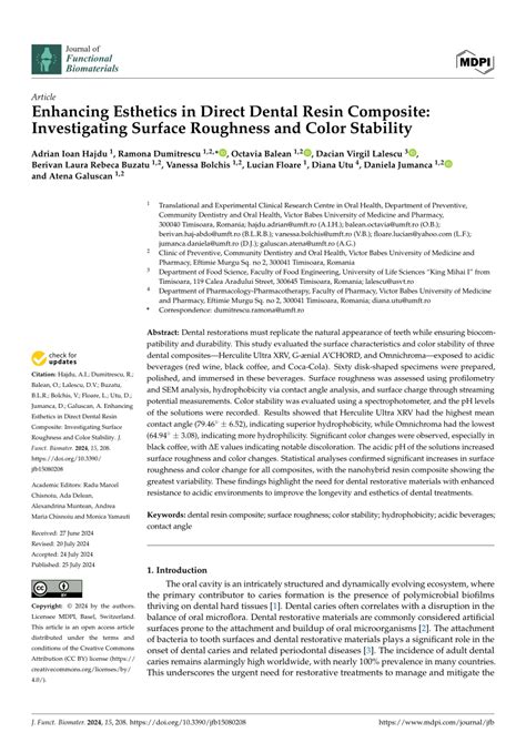 Pdf Enhancing Esthetics In Direct Dental Resin Composite Investigating Surface Roughness And