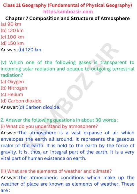 Class 11 Geography Chapter 7 Composition And Structure Of Atmosphere