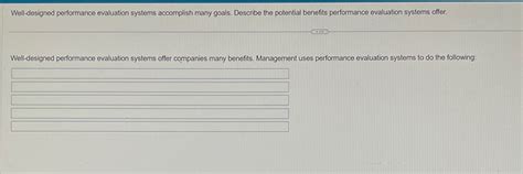 Solved Well Designed Performance Evaluation Systems