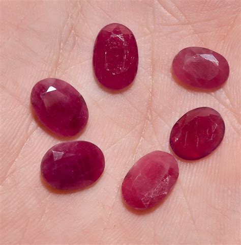 6 Pieces Ruby Faceted Loose Gemstone Lot Oval Shape 5 2x7mm To Etsy