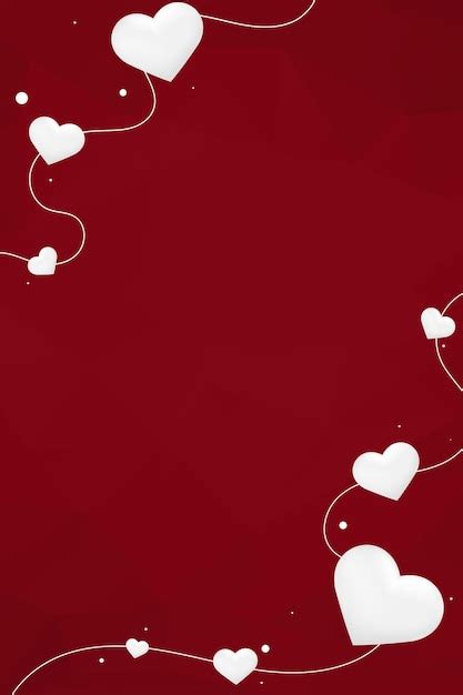 Free Vector Vector Heart String Border Geometric Pattern Red Background