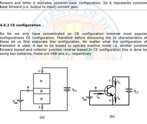 A Shows An N P N Transistor Connected In CE Configuration It Is