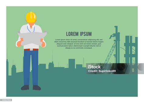 계약자 남자 읽기 초안 종이 간단한 평면 일러스트레이션 건설 산업에 대한 스톡 벡터 아트 및 기타 이미지 건설 산업 땅