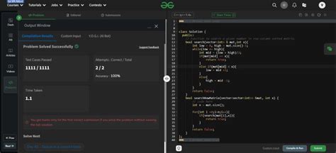 Gfg160 Dsa Matrixsearch Binarysearch Codingjourney
