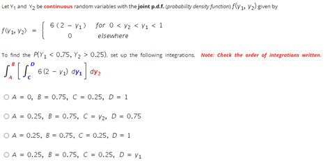 Solved Let Y4 And Y2 Be Continuous Random Variables With The