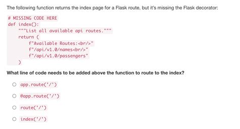 Solved Consider This Code Snippet From A Flask App App Chegg